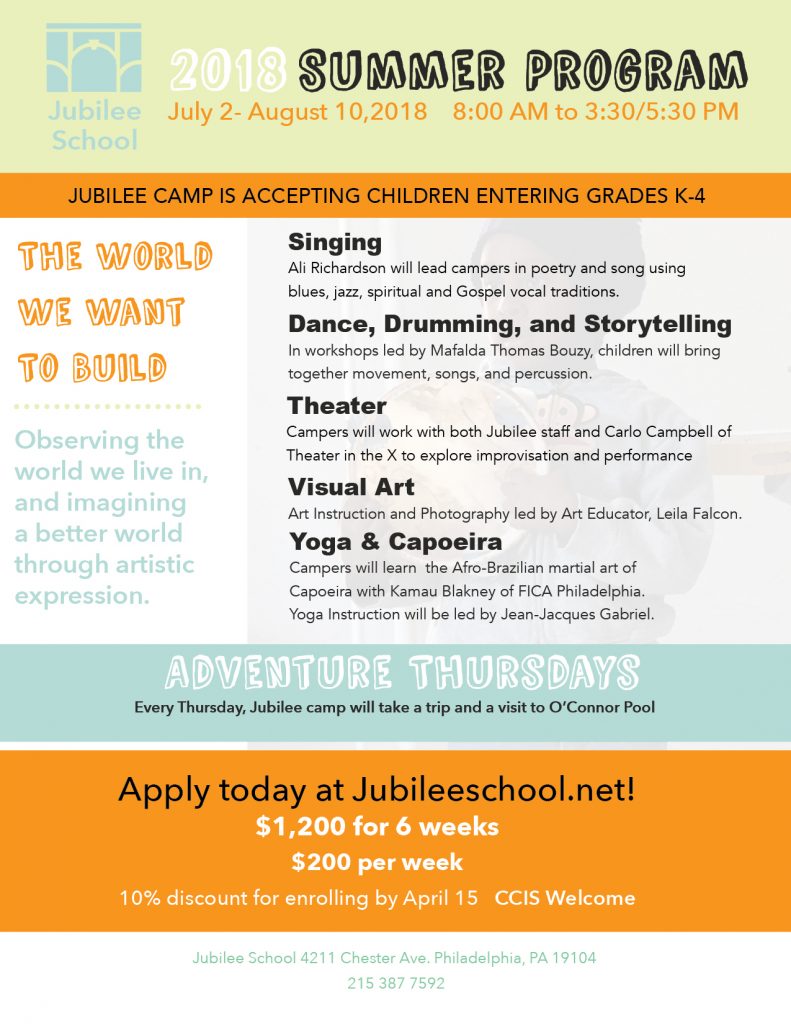 Summer Program Flyer | Jubilee School