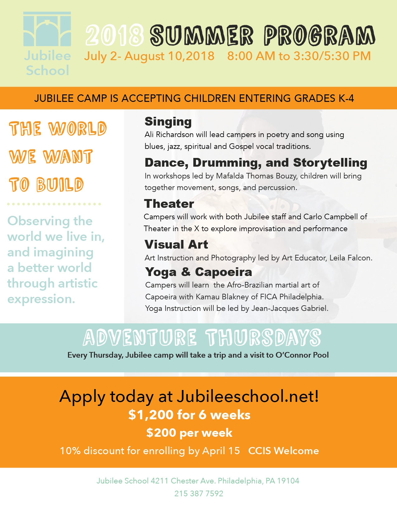 Summer Program Flyer | Jubilee School